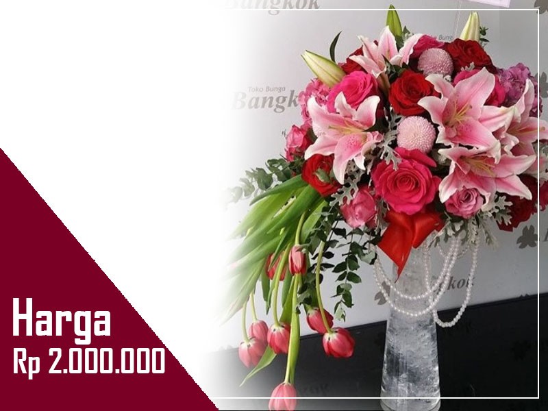 Bunga Segar Vas Kaca 2 - Toko Bunga Bangkok